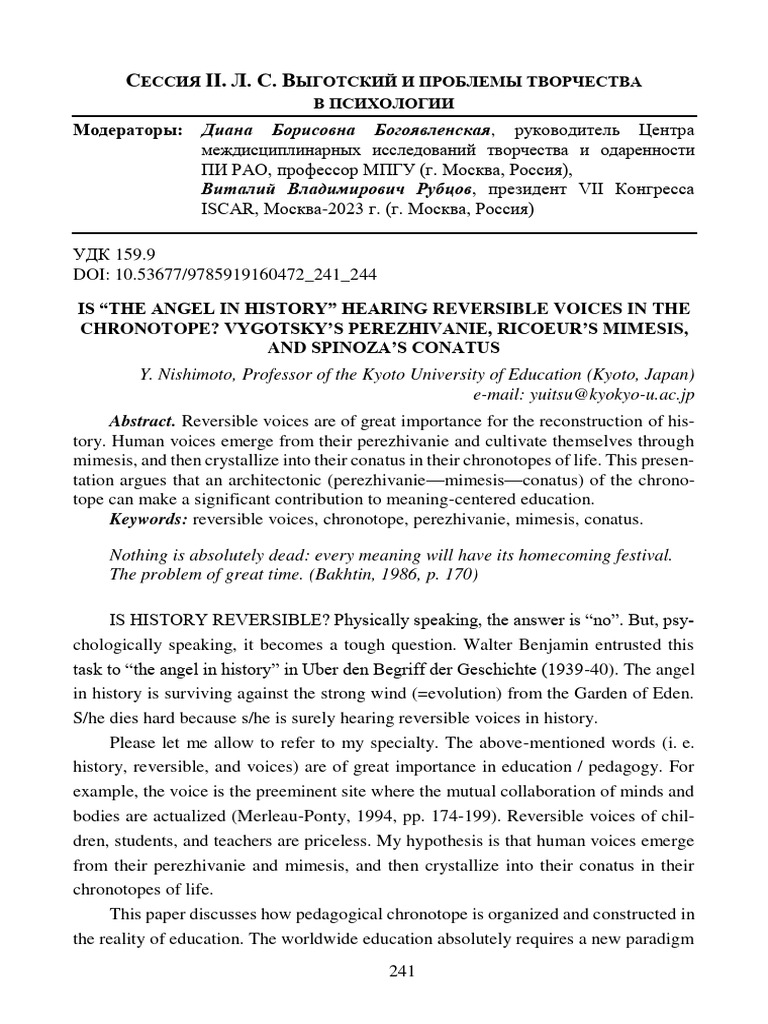 Is "The Angel in History" Hearing Reversible Voices in The Chronotope ...