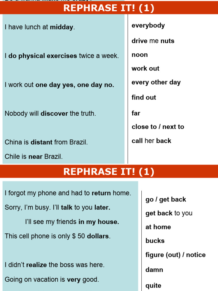 Rephrase It | PDF | Language Arts & Discipline