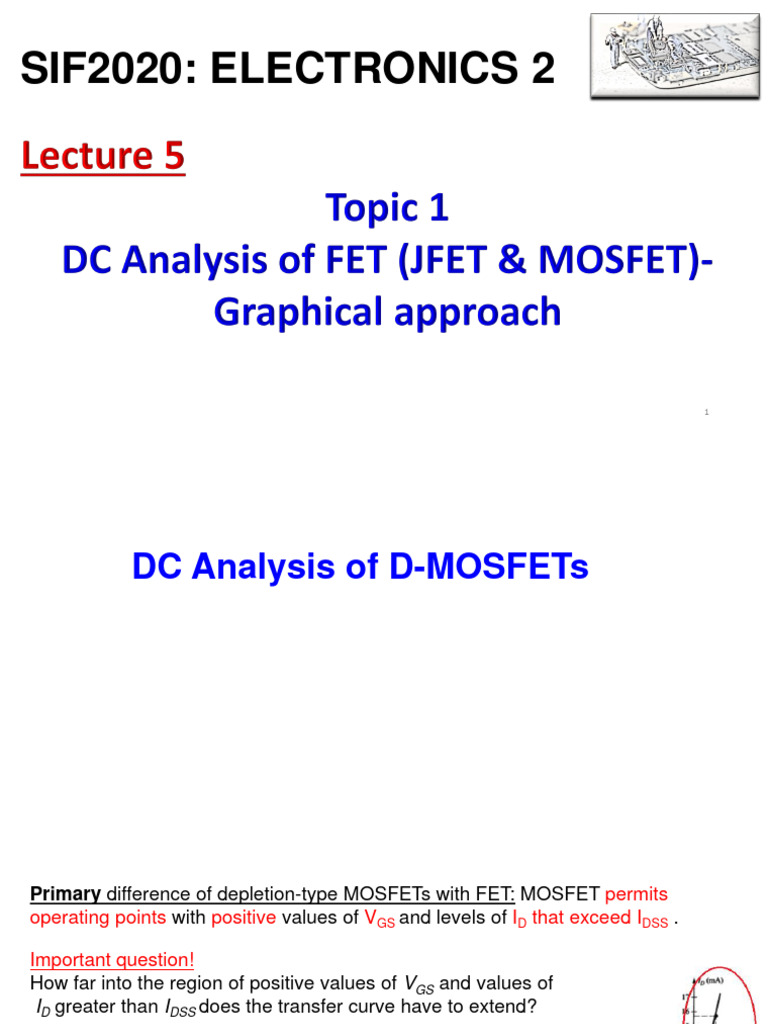 Lecture 5 DC Analysis of MOSFET | PDF