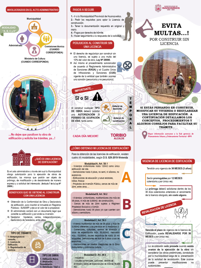 Triptico Para Liciencia de Edificación - 2023 Sgpuot | PDF | Multa (pena)