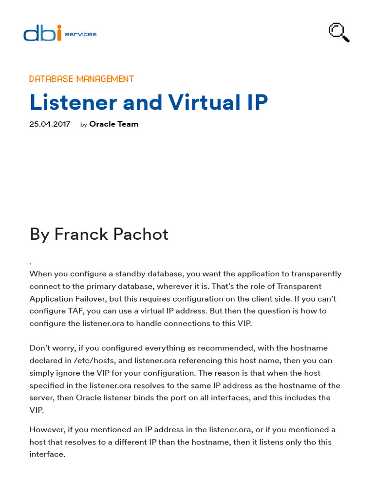 Dataguard VIP Solution | Download Free PDF | Port (Computer Networking) | Computer Science