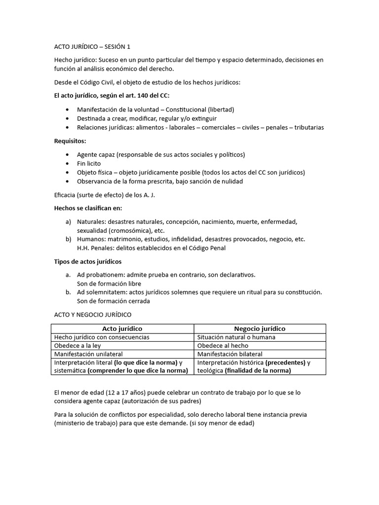 Acto Jurídico - Apuntes | PDF