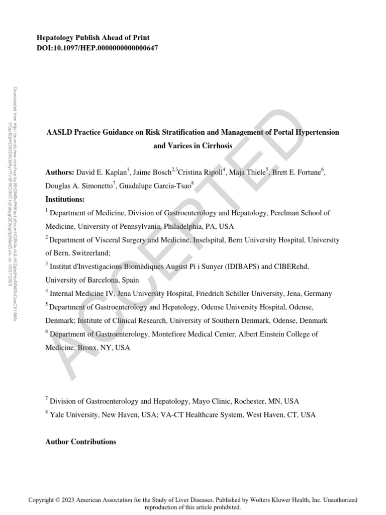 Aasld Practice Guidance On Risk Stratification And.612 | PDF ...