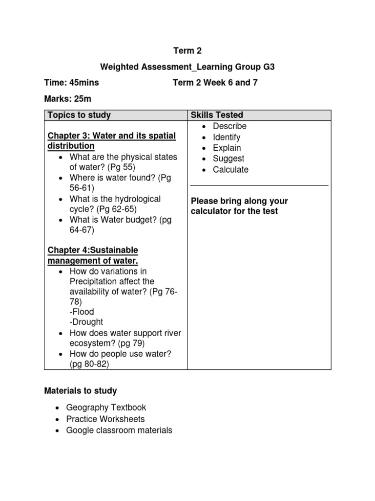 Study Guide For WA2 Secondary 1 Geography | PDF
