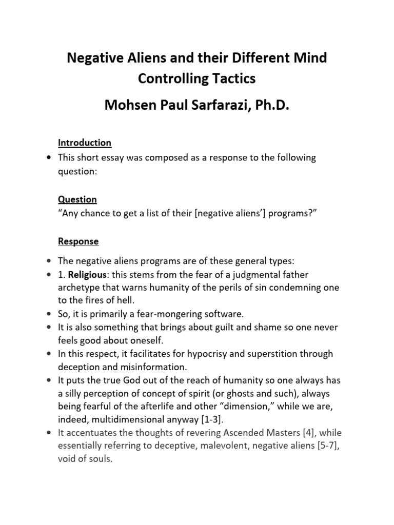 Negative Aliens and Their Different Mind | PDF | Hell | Soul