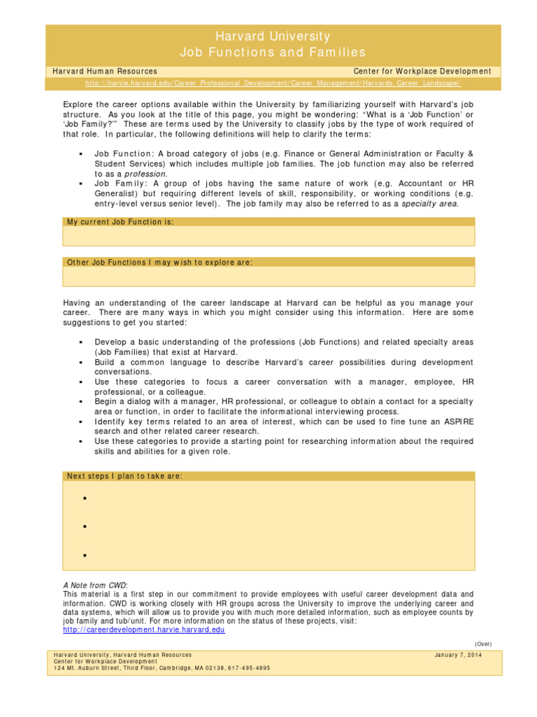Job Functions Framework - Harvard Uni | Download Free PDF | Human ...