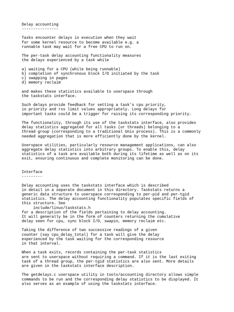 Delay Accounting | PDF | Thread (Computing) | Input/Output