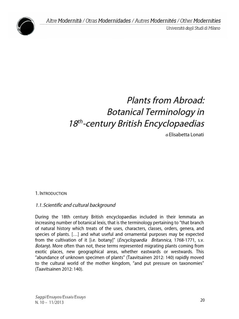 Botanical Terminology in 18th Century British Encyclopedias | PDF ...