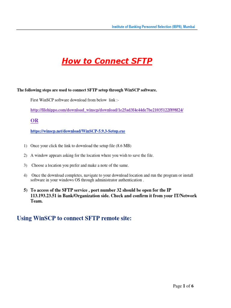How To Connect SFTP | PDF | Download | Port (Computer Networking)