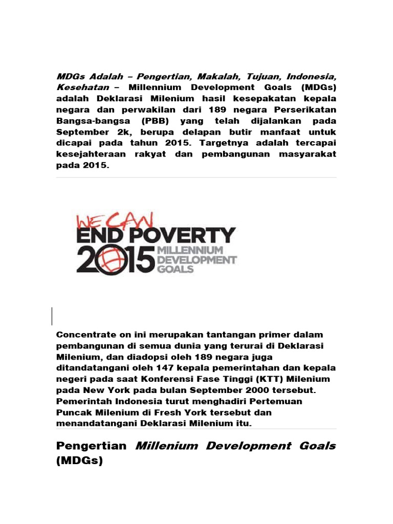 MDGs Adalah | PDF | Ilmu Sosial