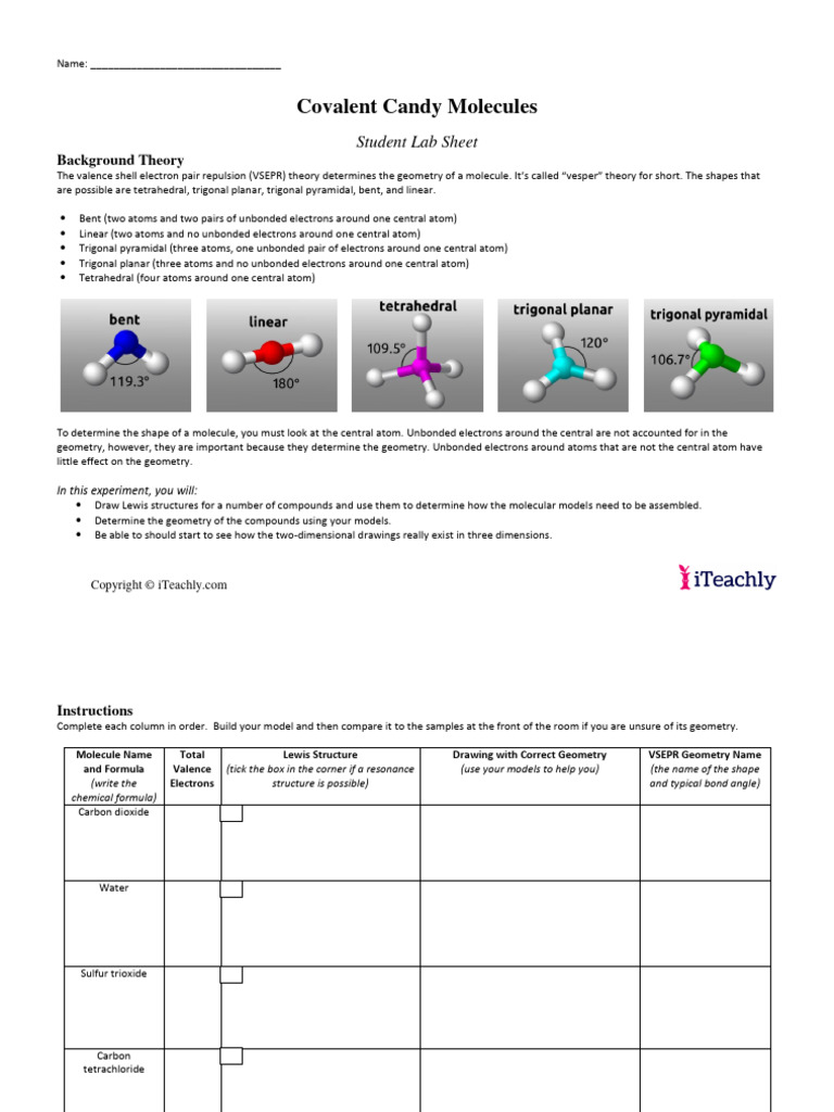2 6 Candy Molecules Student Lab Sheet | PDF | Applied And ...
