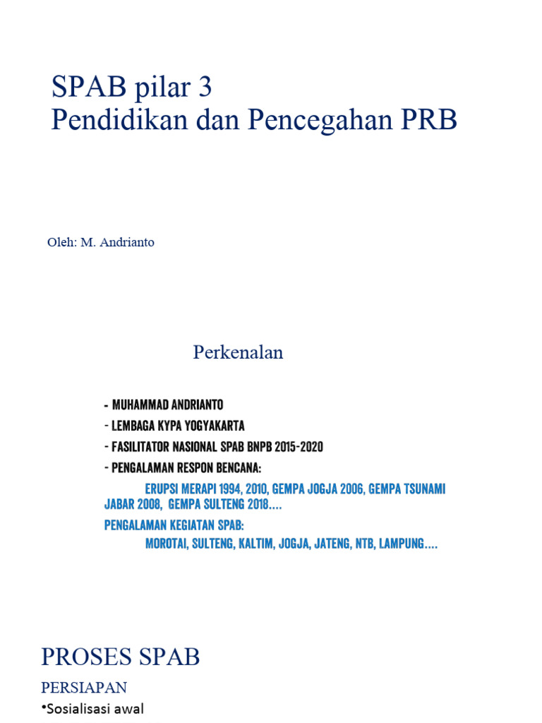 Pilar 3 Pendidikan Pencegahan Dan PRB - M.andrIANTO | PDF