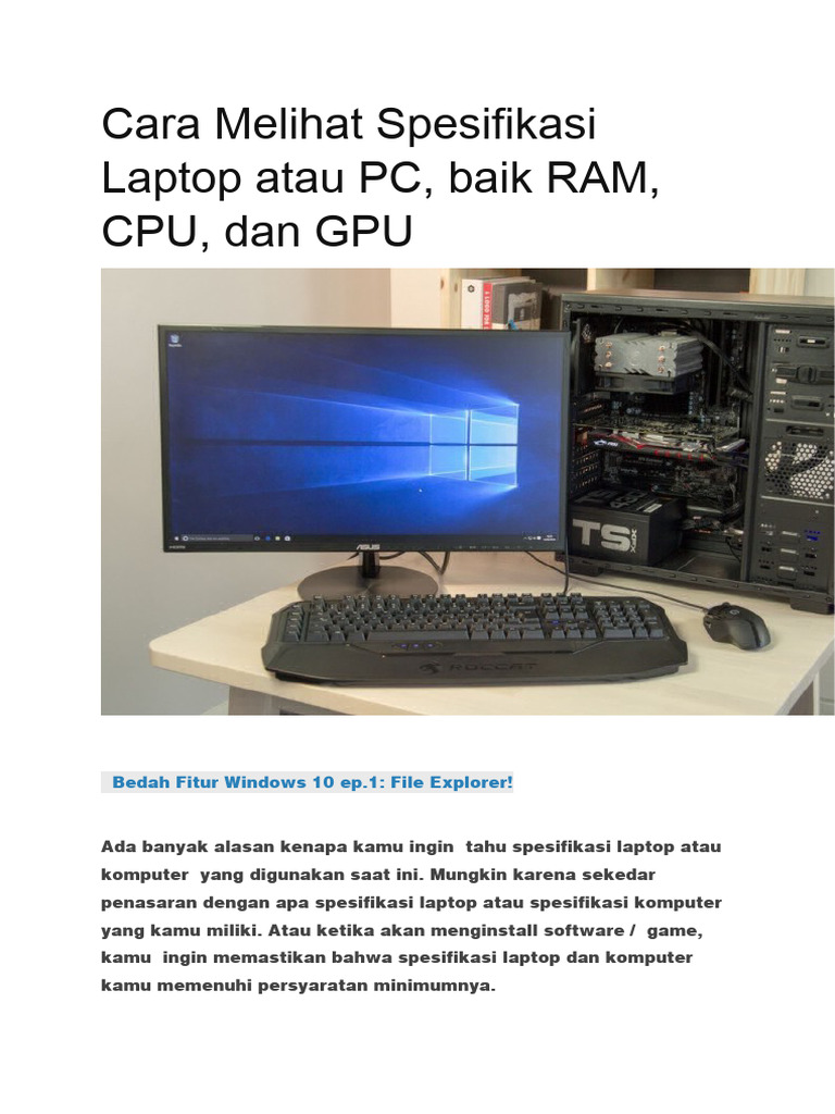 Cara Melihat Spesifikasi Laptop Atau PC | PDF