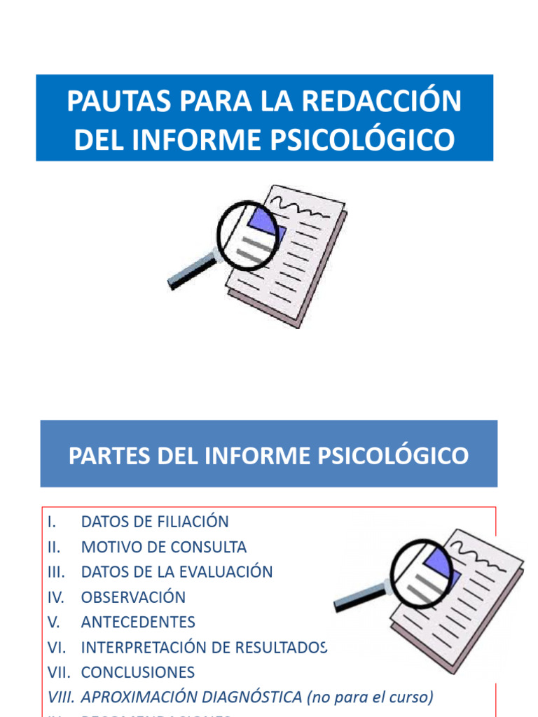 Pautas Para Redacción De Informe Psicológico Pdf