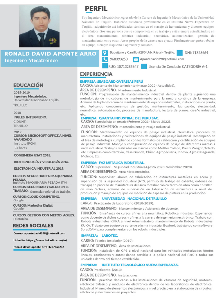 Cv-Aponte Ronald | PDF | Informática | Ingeniería
