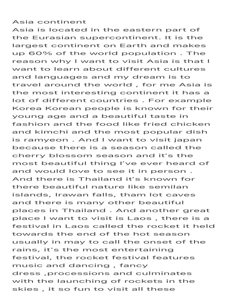 Asia Continent | PDF | Travel