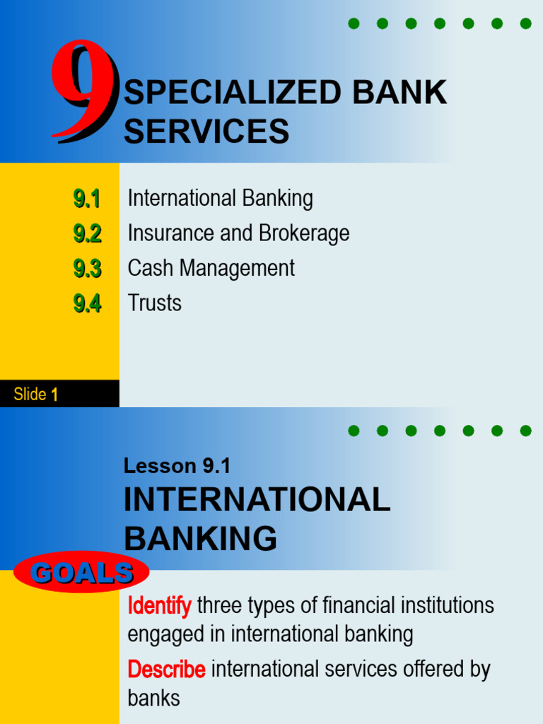 Chapter 9 Specialized Bank Services | PDF