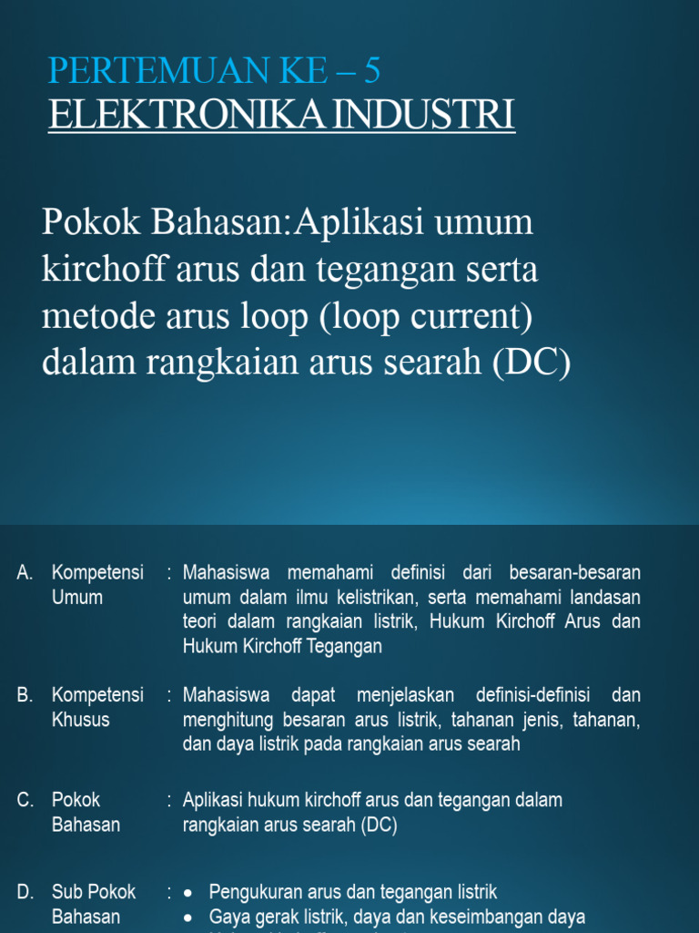 Pertemuan 5 - Aplikasi Umum Kirchoff Arus Dan Tegangan Serta Metode Arus Loop | PDF