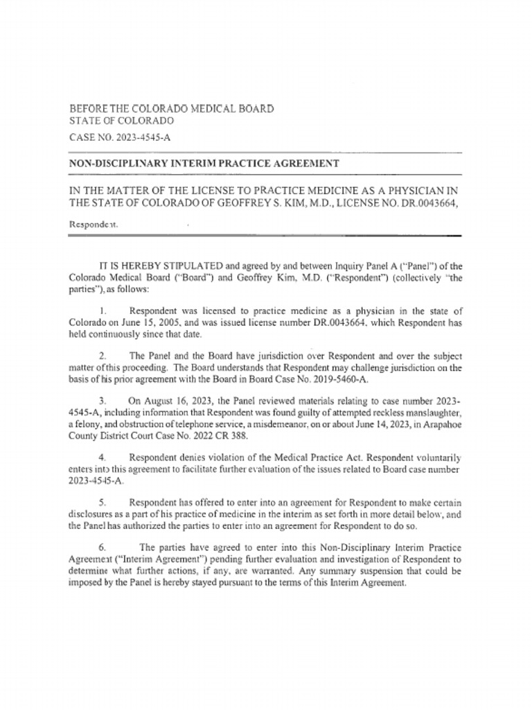 Colorado Medical Board - Non-Disciplinary Interim Practice Agreement ...