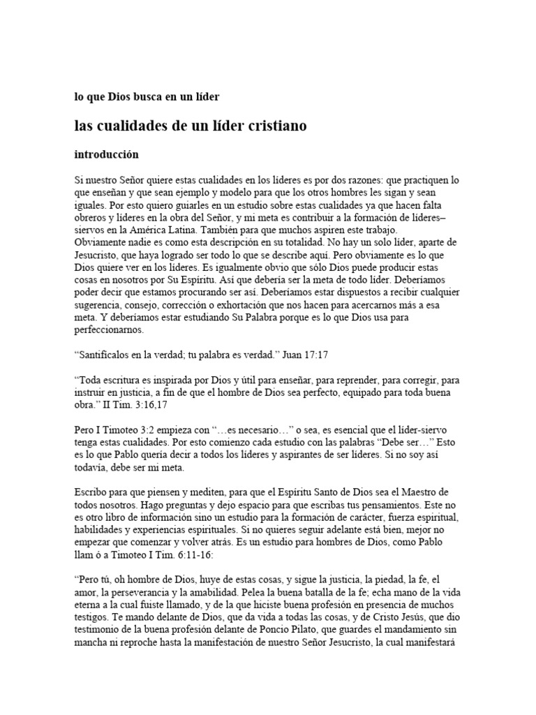 Lo Que Dios Busca en Un Líder | PDF | Dios | Jesús