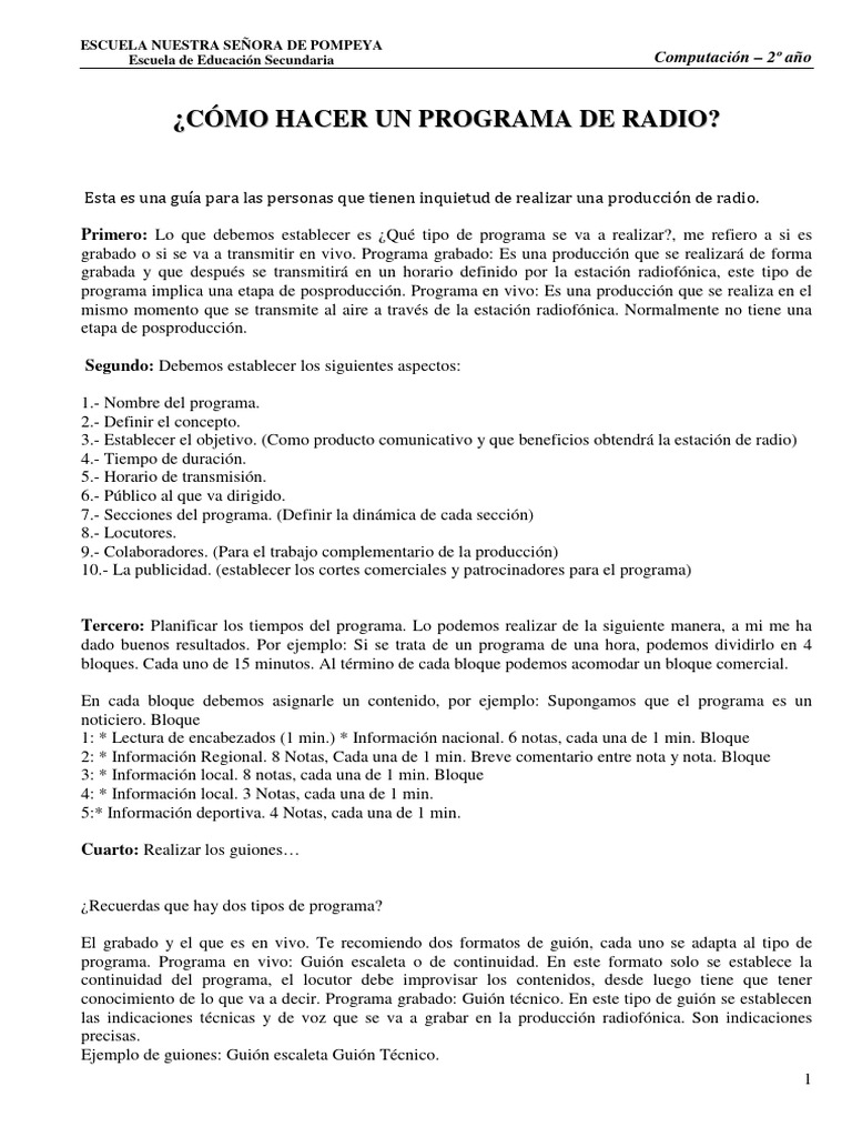 Guía para Crear un Programa de Radio | PDF | Radiodifusión | Disco compacto