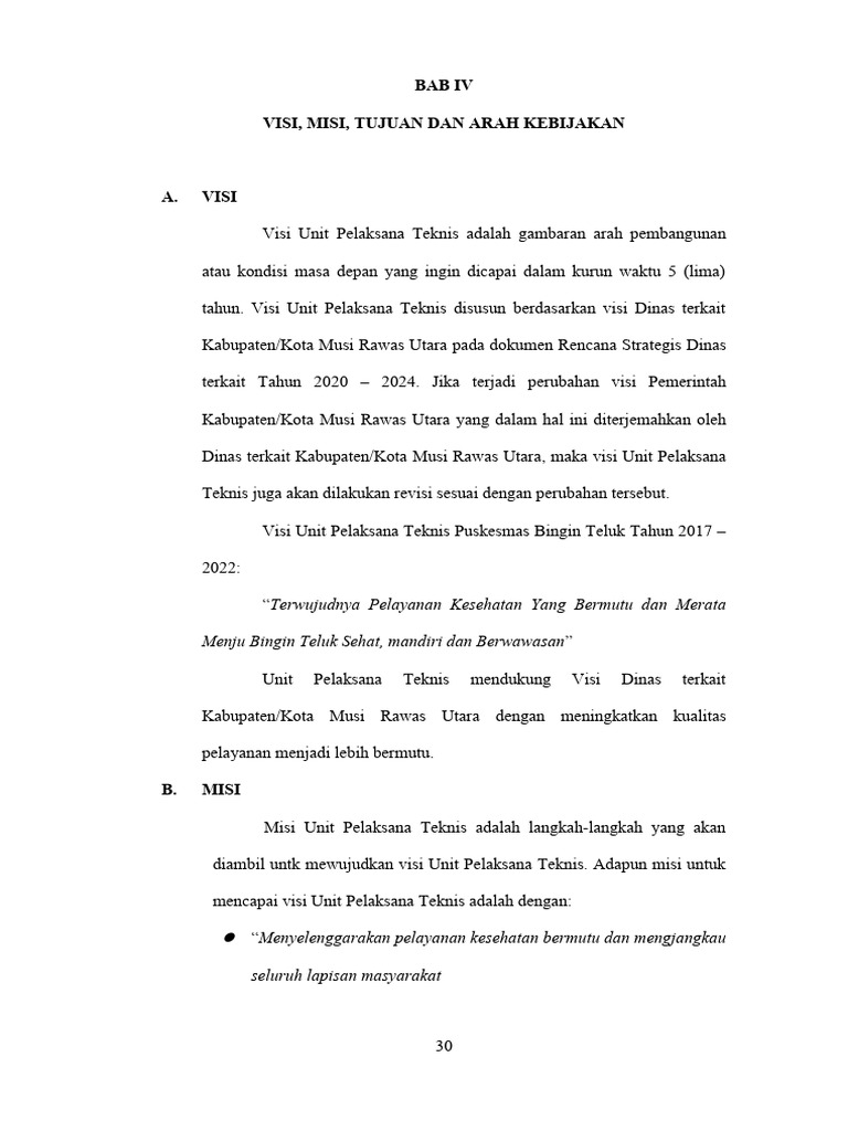 08 Bab Iv Visi Misi Tujuan Dan Arah Kebijakan | PDF