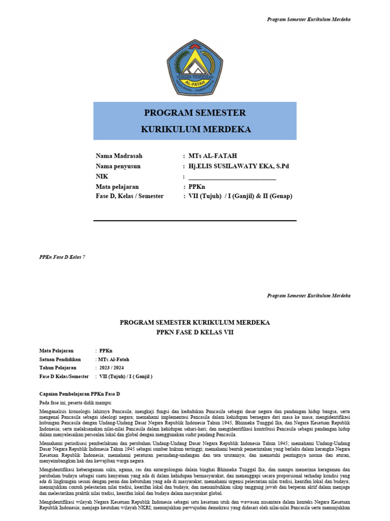 PROMES Kurikulum Merdeka | PDF