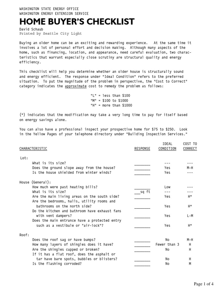 Home Buyer's Checklist | PDF