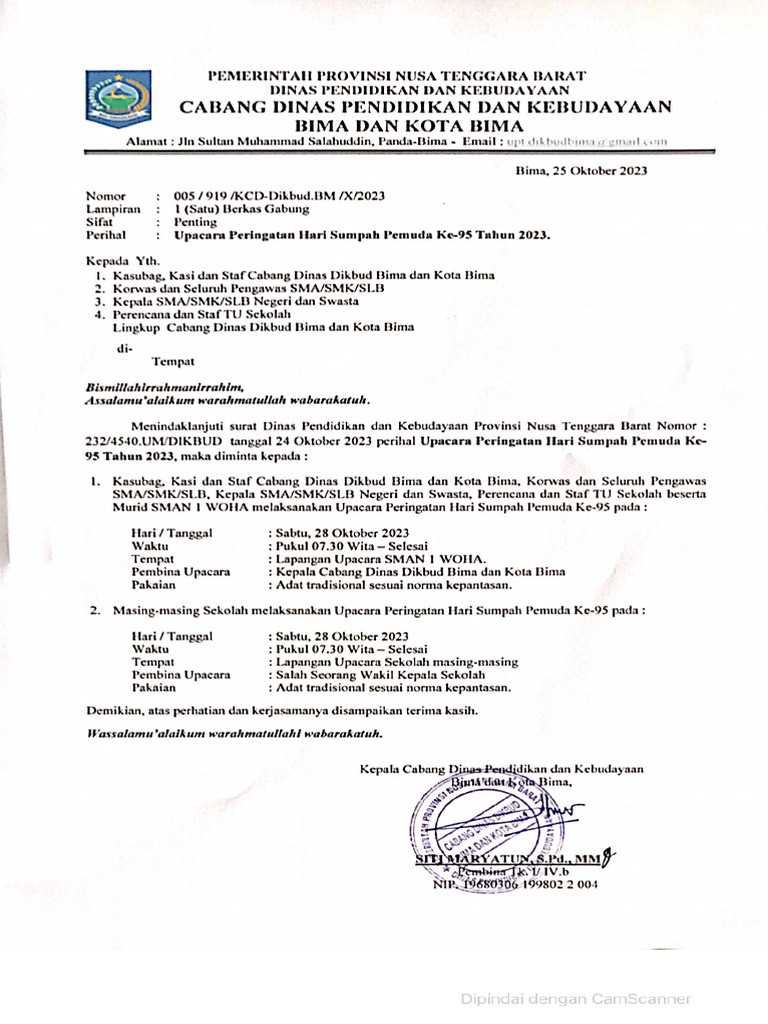 Undangan Upacara Hari Sumpah Pemuda | PDF