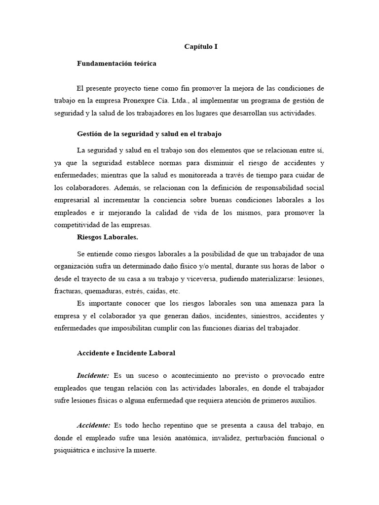 Capitulo 1 y 2 Modificado | PDF | Seguridad y salud ocupacional | Riesgo