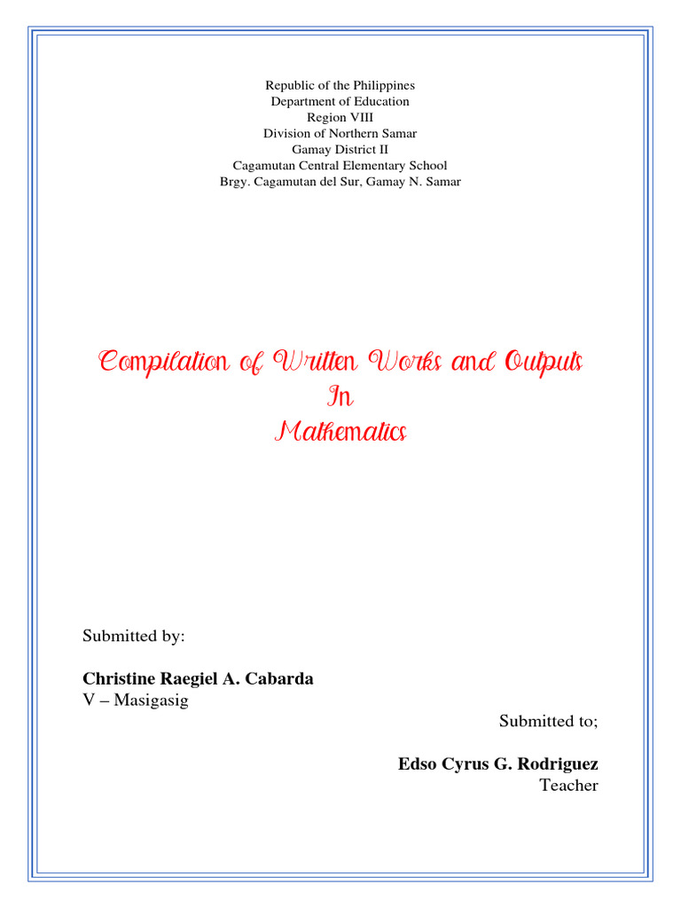 Compilation of Written Works and Outputs in Mathematics | PDF