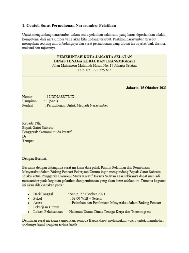 Permohonan Nara Sumber | PDF | Ilmu Sosial