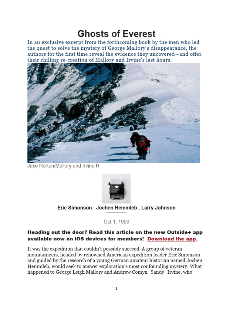 Ghosts of Everest | PDF | Mount Everest | Mountaineering