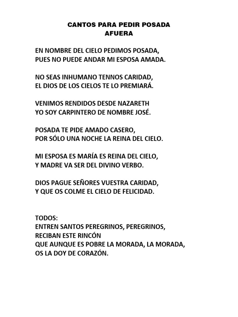 CANTO PARA PEDIR POSADA | PDF