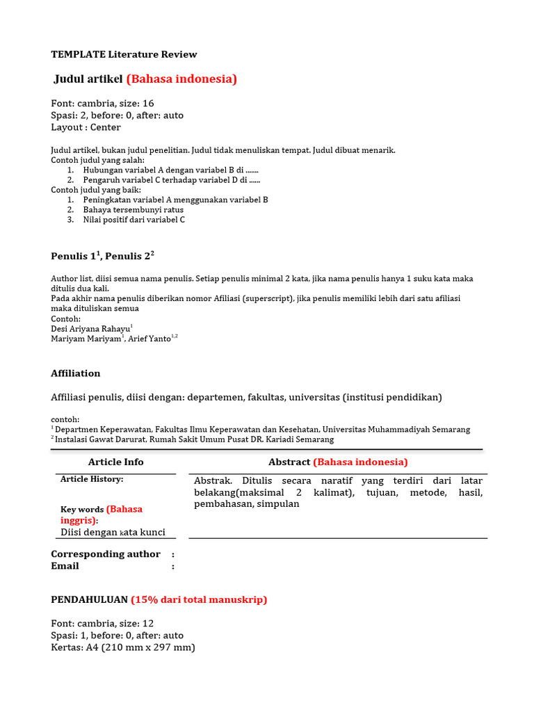 Template Literatur Review | PDF