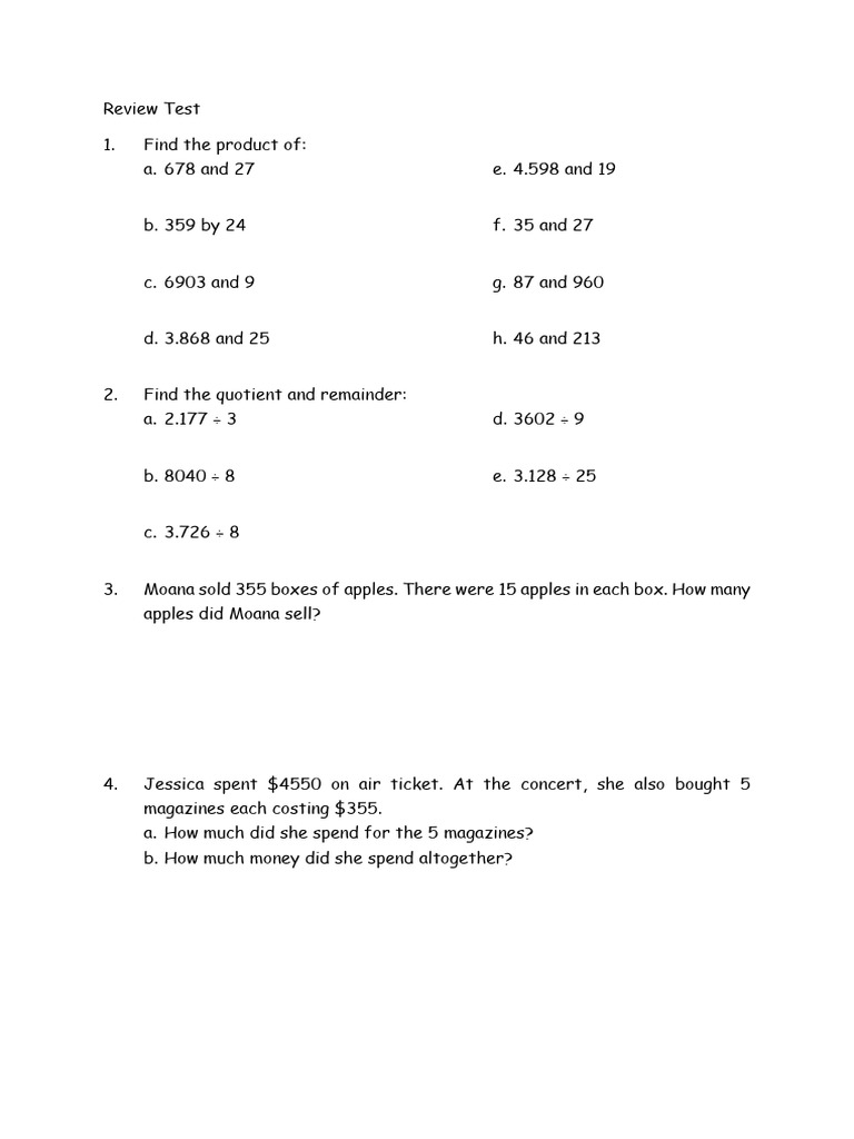 P4 (MGPS) - Multiplication, Division, and Word Problems | PDF
