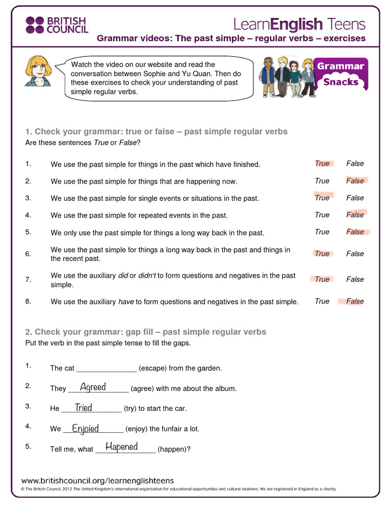 Gs Past Simple Regular - Exercises 2 | PDF