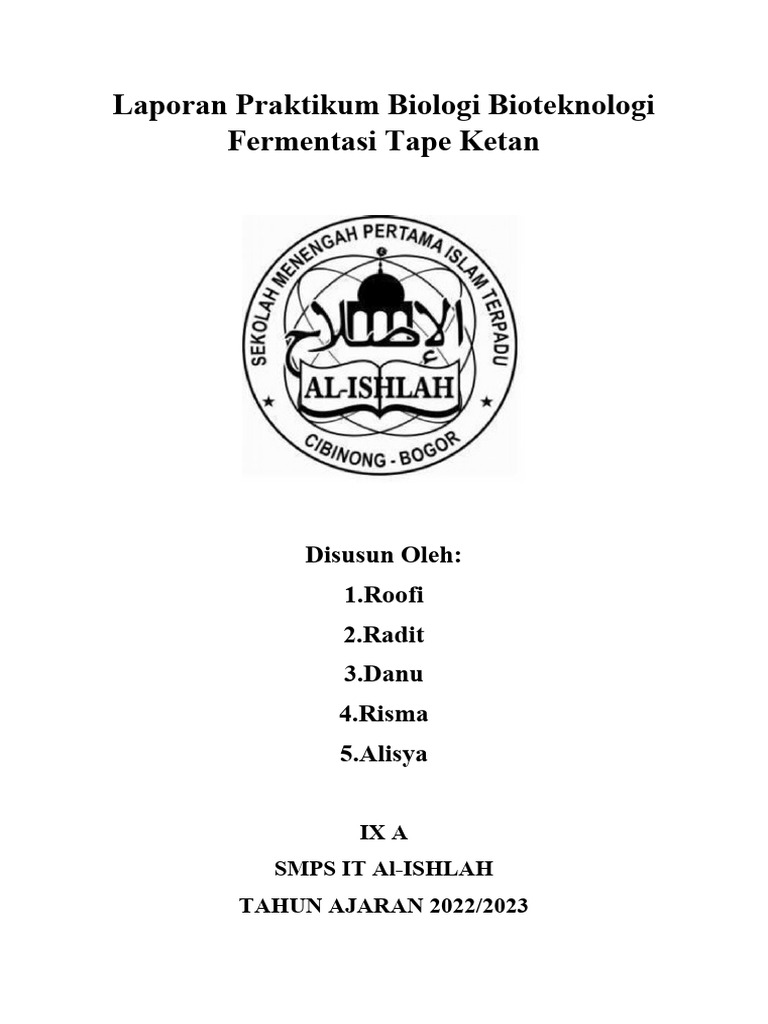 Laporan Praktikum Biologi Bioteknologi Fermentasi Tape | PDF