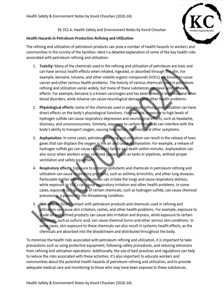 Health Safety and Environment Notes by Kovid | PDF | Human Impact On ...