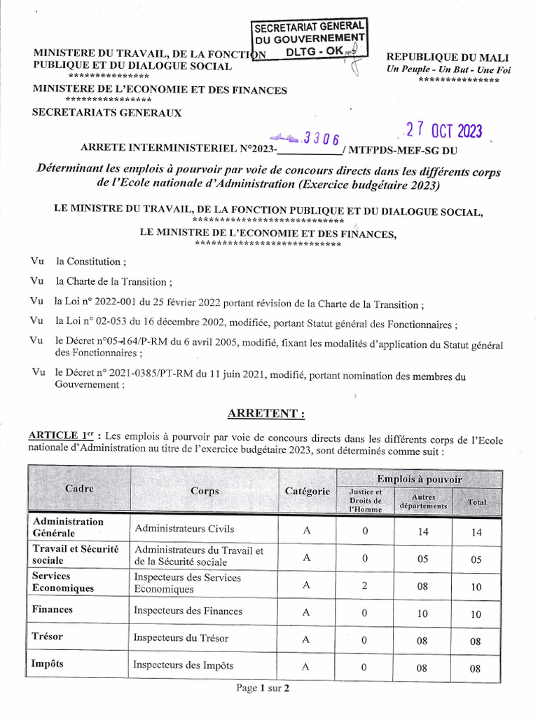 Arrete Interministeriel (Ena 2023) | PDF | France | Administration publique
