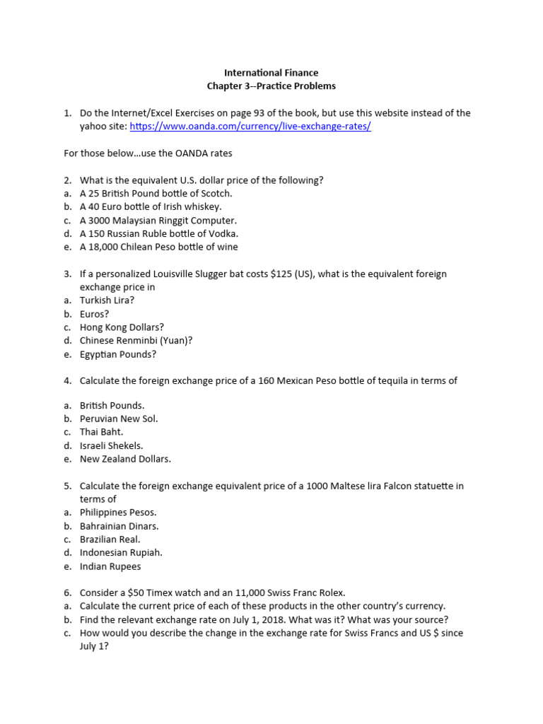 Chapter 3 FOREX Practice Problems | PDF
