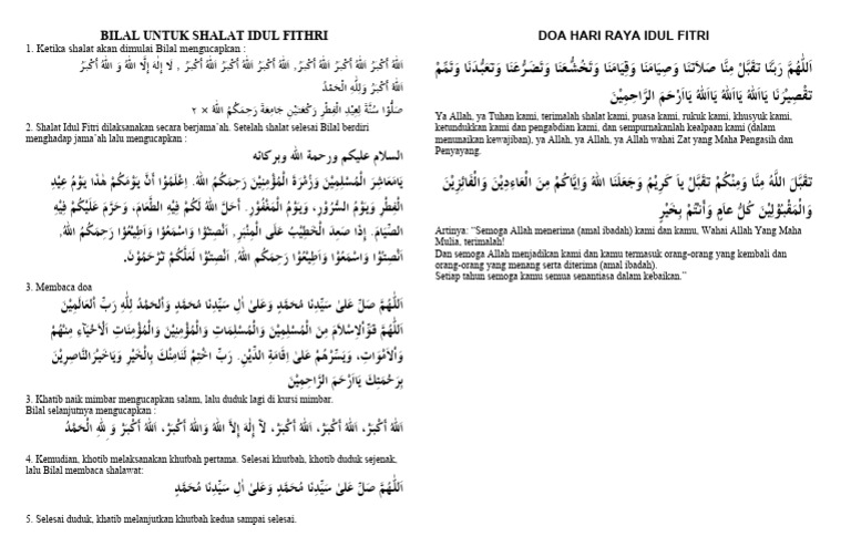 Bacaan Bilal Idul Fitri (Ok) | PDF