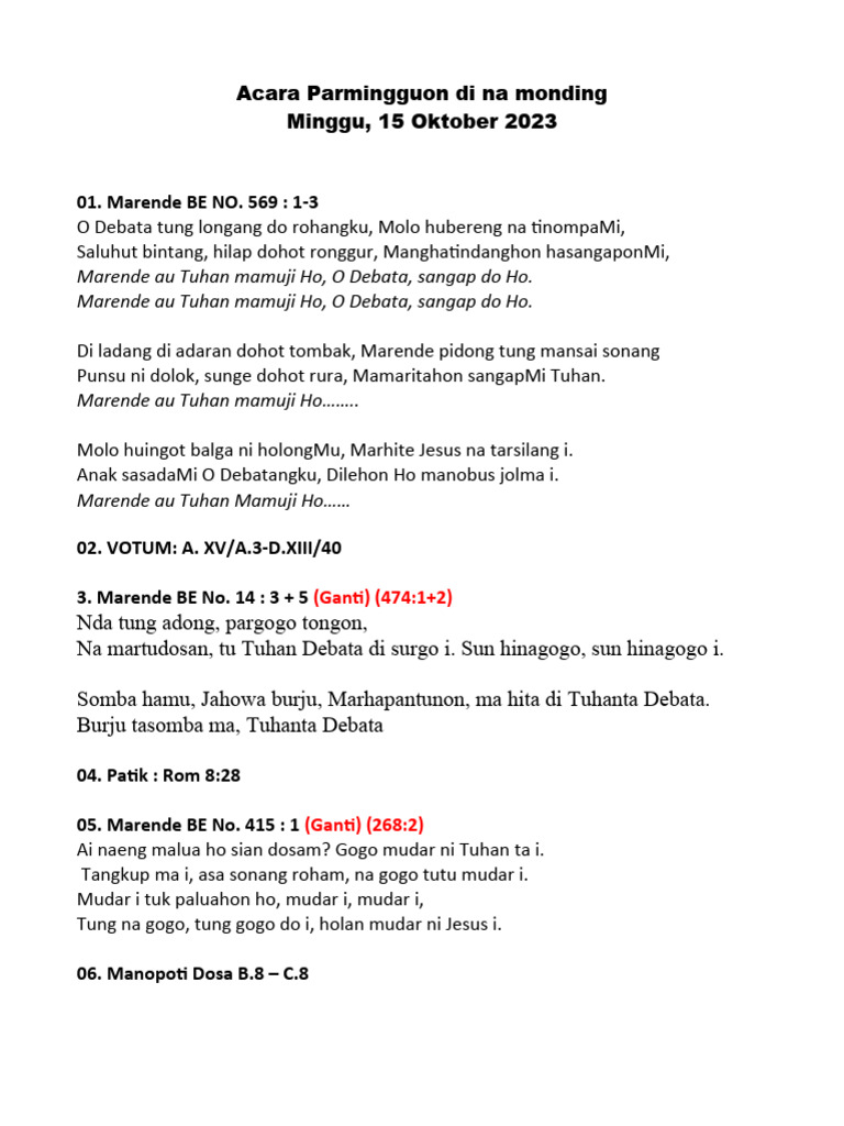 Acara Parmingguon di Na Monding | PDF