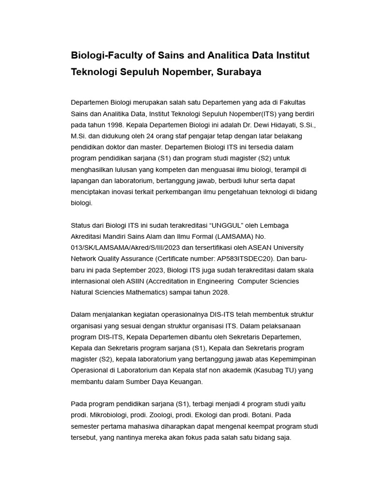 Artikel Biologi Its | PDF