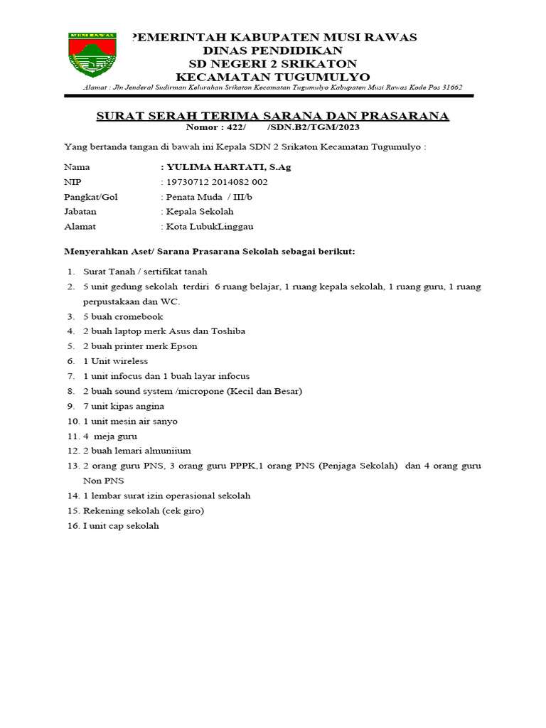 Surat Serah Terima Barang | PDF