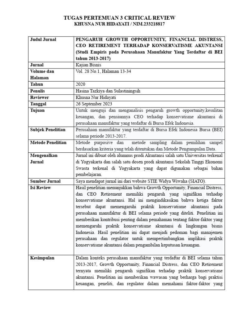 Tugas Pertemuan 3 Critical Review | PDF Tugas Pertemuan 3 Critical Review | PDF