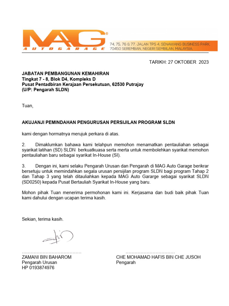 Surat Aku Janji SLDN Syarikat | PDF