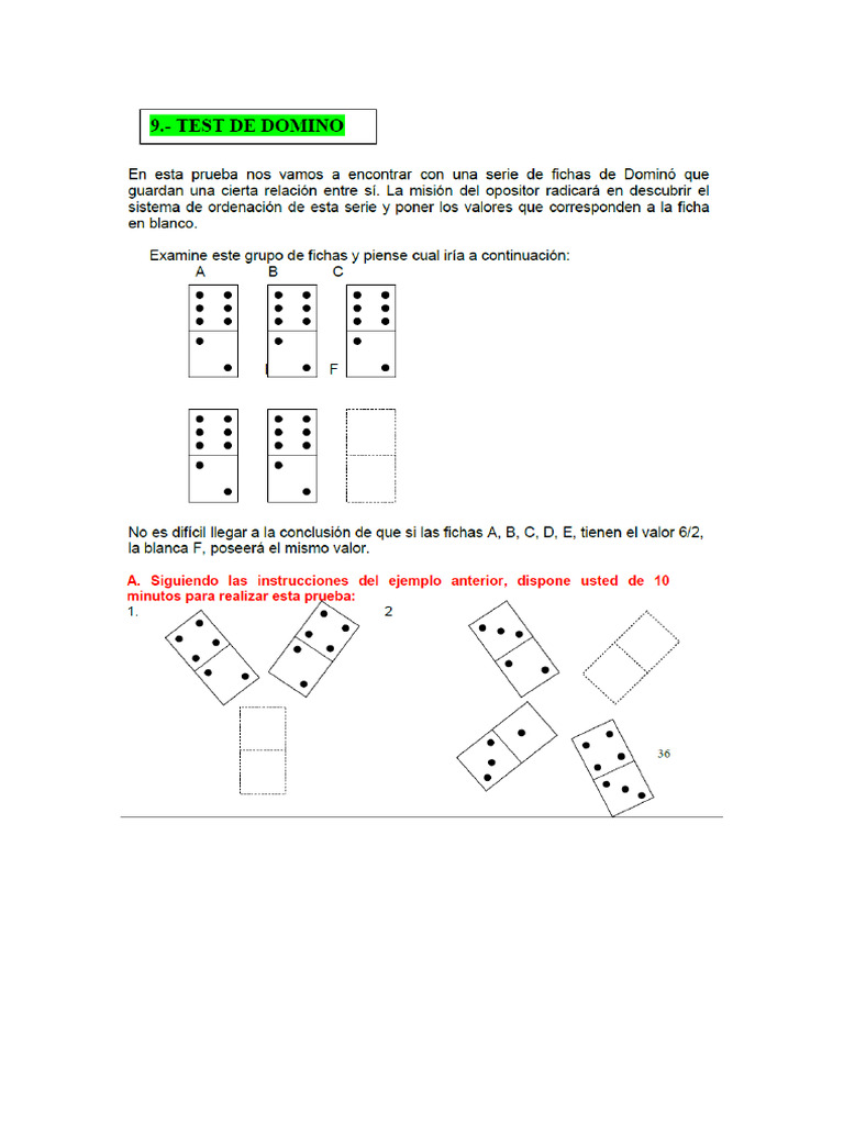 28 - Test de Dominó (Con Solución) | PDF