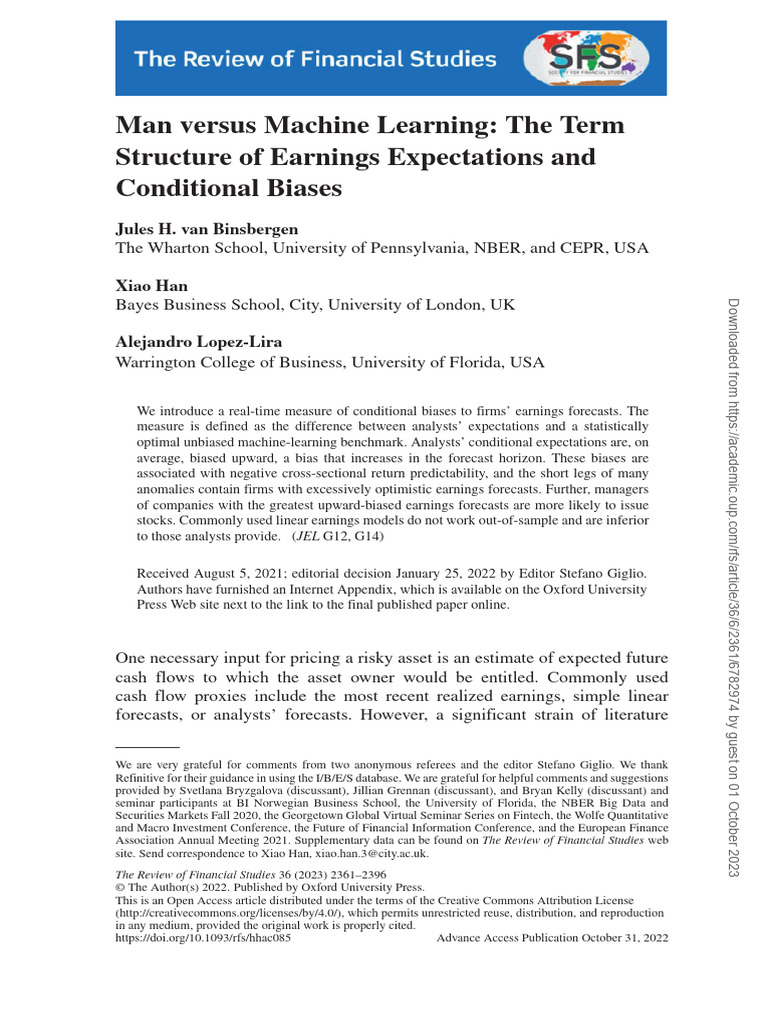 Man Versus Machine Learning - The Term Structure of Earnings ... Man Versus Machine Learning - The Term Structure of Earnings ...