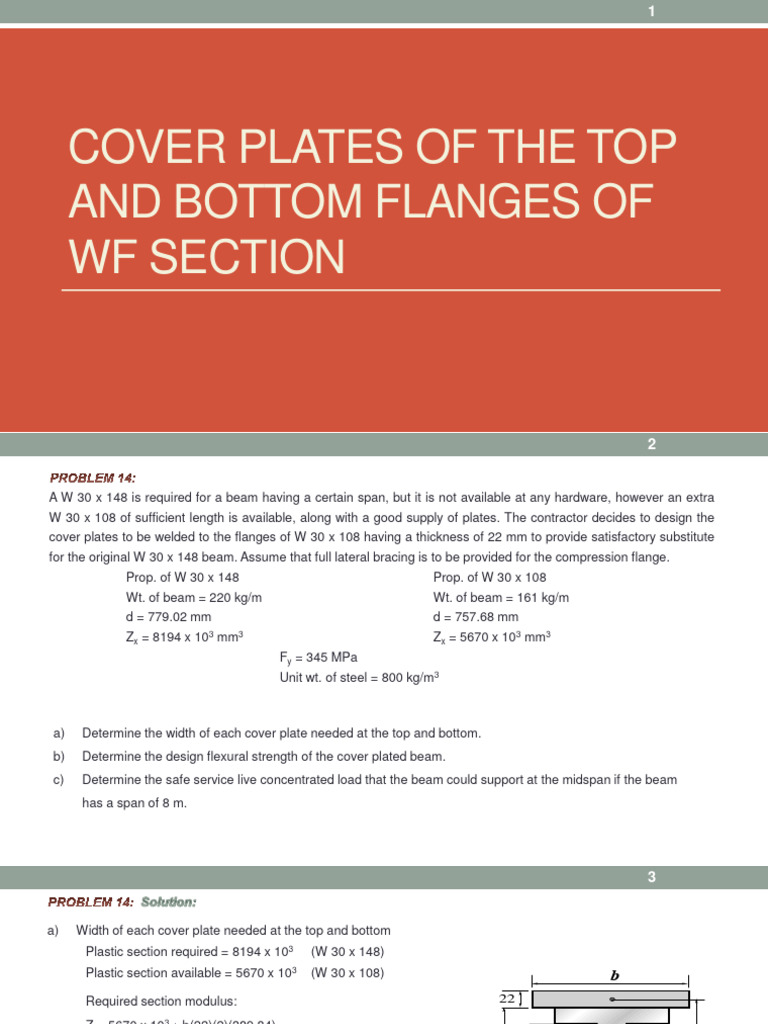 Design of Cover Plates for WF Beams | PDF | Beam (Structure) | Building ...